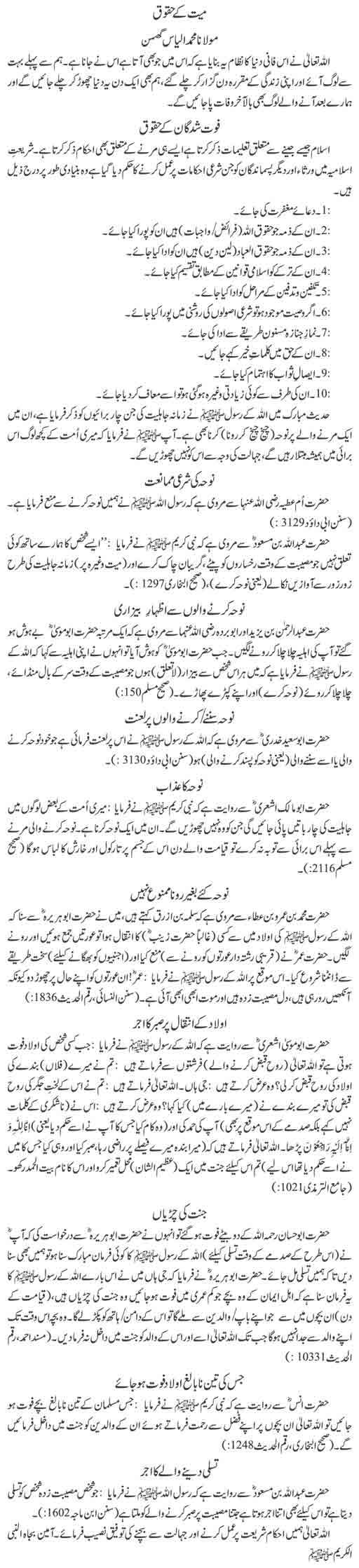 Mayyat Kay Haqooq | Iman Islam – Islamic Education